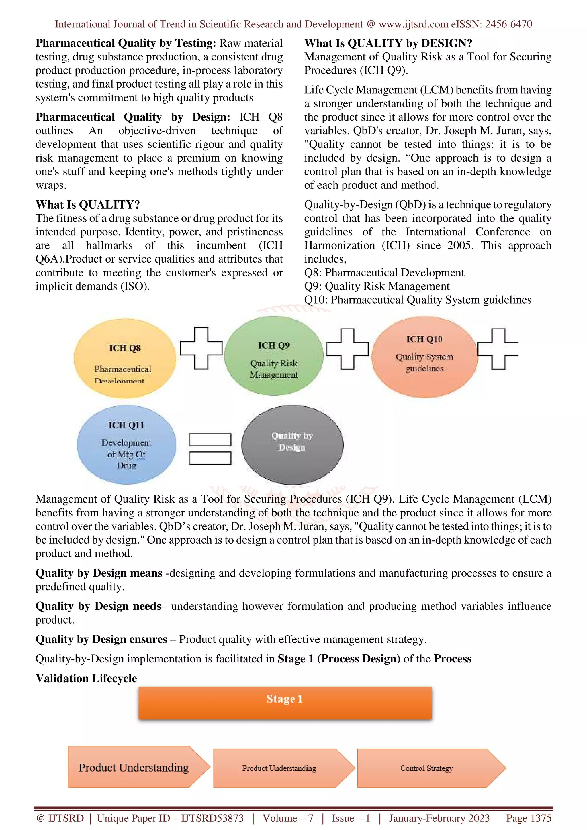 “Current Approach of Quality by Design” An Overview | PDF