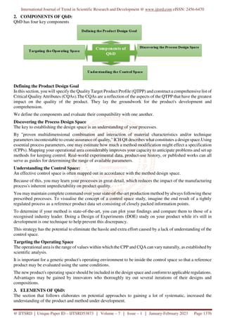 “Current Approach of Quality by Design” An Overview | PDF