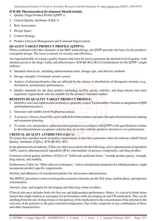 “Current Approach of Quality by Design” An Overview | PDF