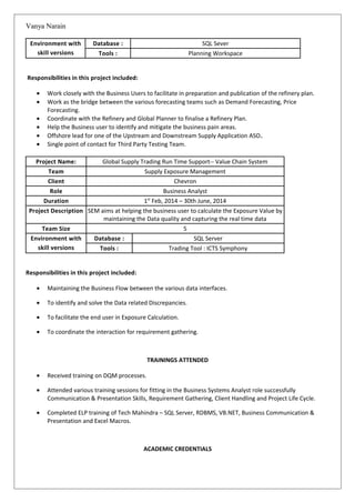 Vanya_Narain_Senior BusinessAnalyst | PDF