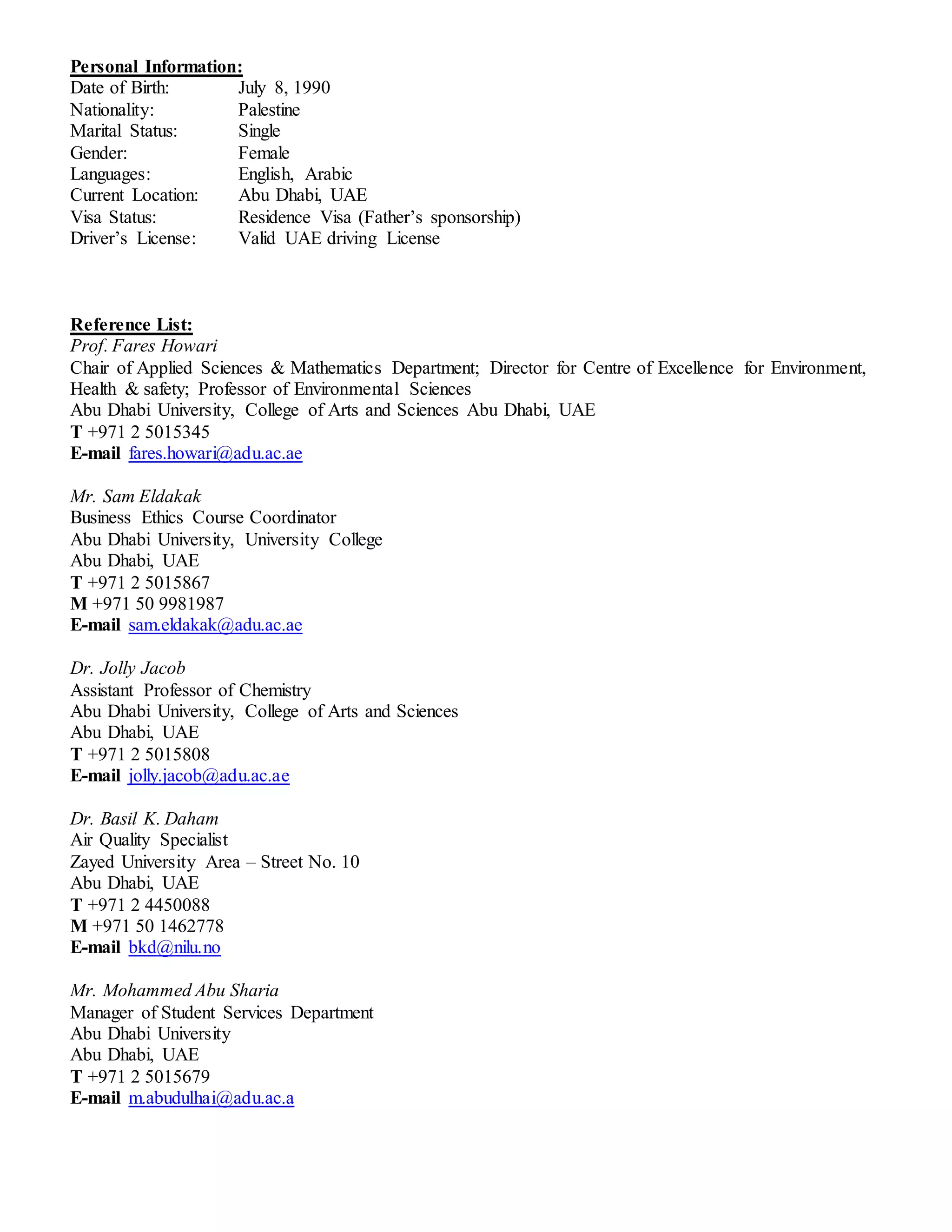 Hiba Houssam Awad - CV - | DOCX | Business | Business and Finance