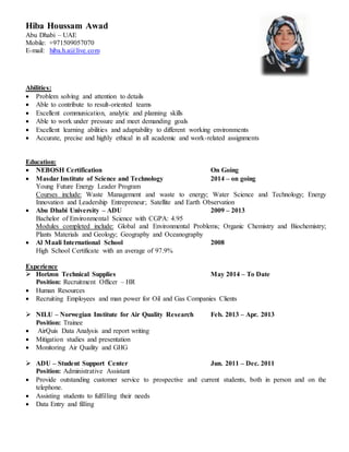 Hiba Houssam Awad - CV - | DOCX | Business | Business and Finance