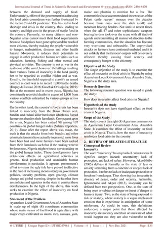Insecurity and Food Crisis in Nigeria A Study of Ayamelum Local ...