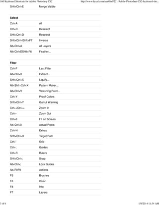160 keyboard shortcuts for adobe photoshop cs2 | PDF