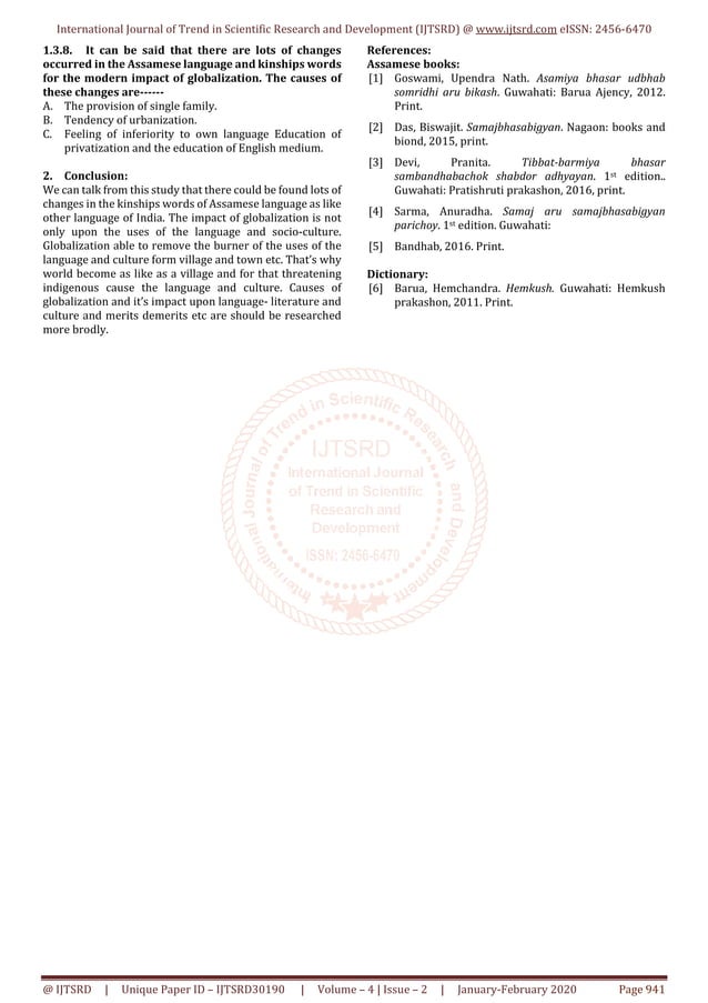 Kinship Words of the Assamese Language It's Impact of Globalization | PDF