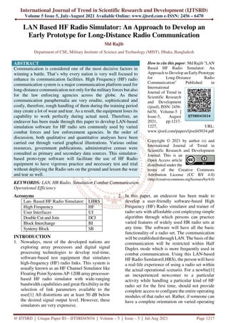 LAN Based HF Radio Simulator An Approach to Develop an Early Prototype ...