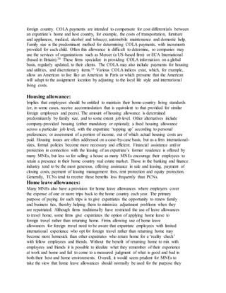 Components Of International Compensation program For assignment | DOCX