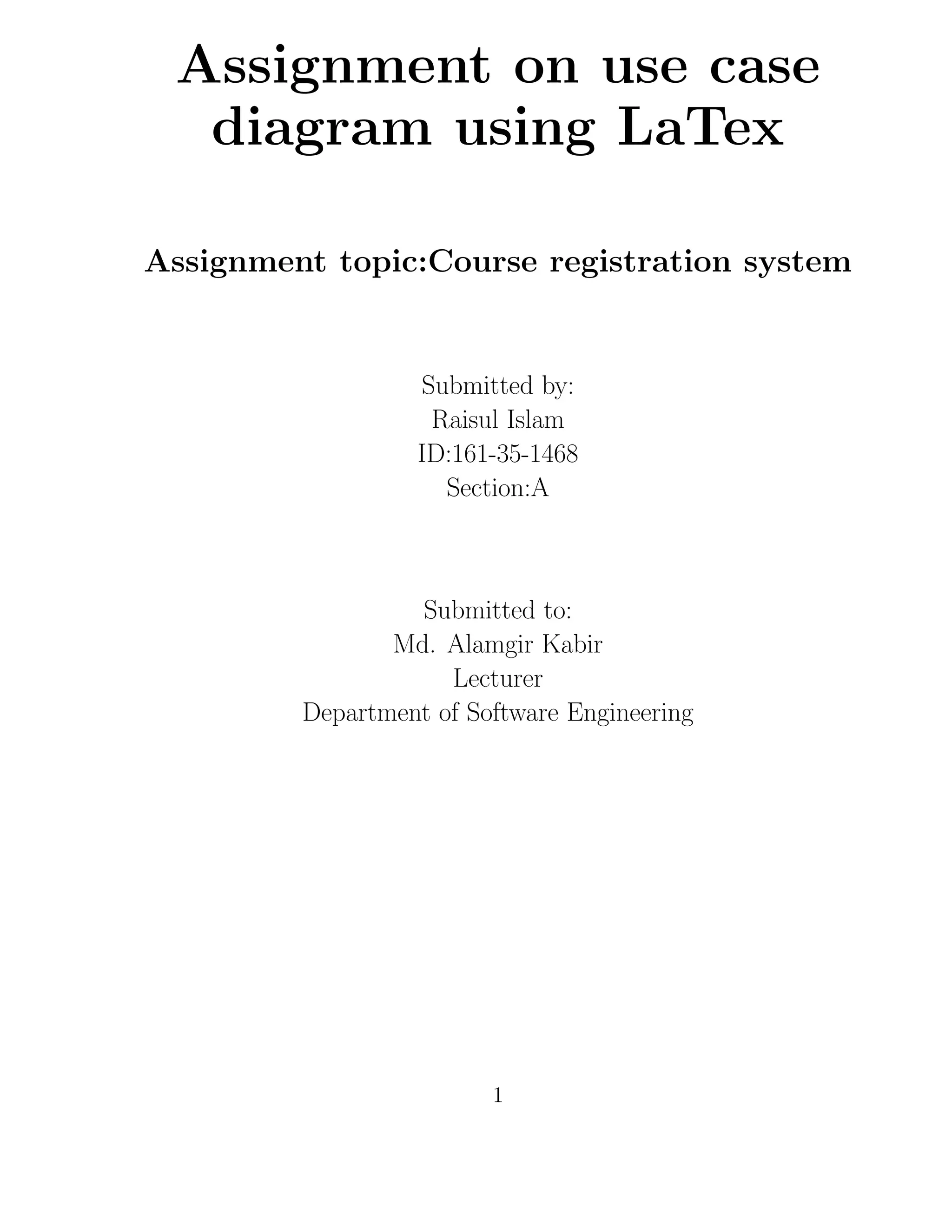 Use Case Of Course Registration System Using Latex Pdf