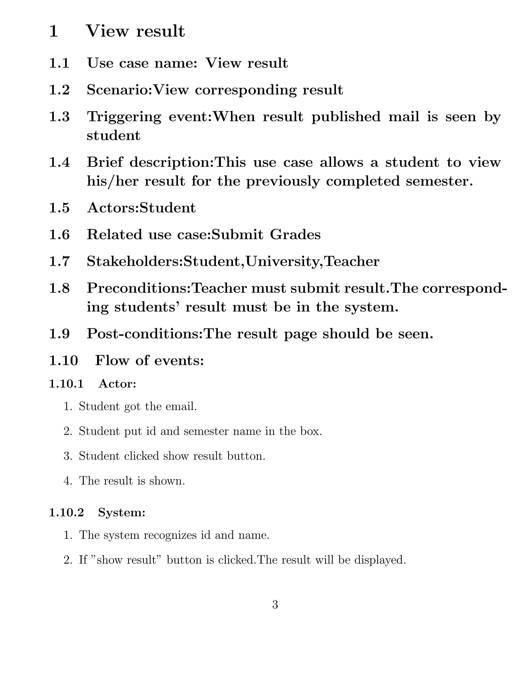 Use case of course registration system using LaTex | PDF