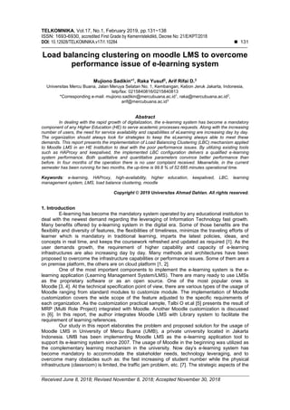 Load balancing clustering on moodle LMS to overcome performance issue ...