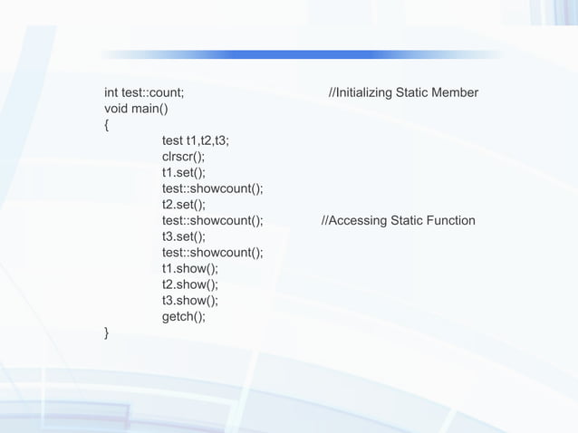 Static Data Members And Member Functions Pptx Programming Languages