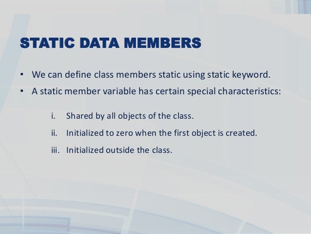 Static Data Members And Member Functions