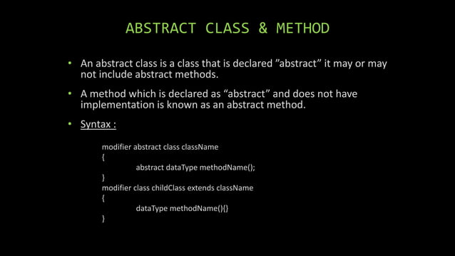 Abstract Class & Abstract Method in Core Java
