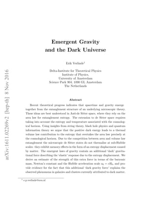 Anti-Universe And Emergent Gravity and the Dark Universe | PDF