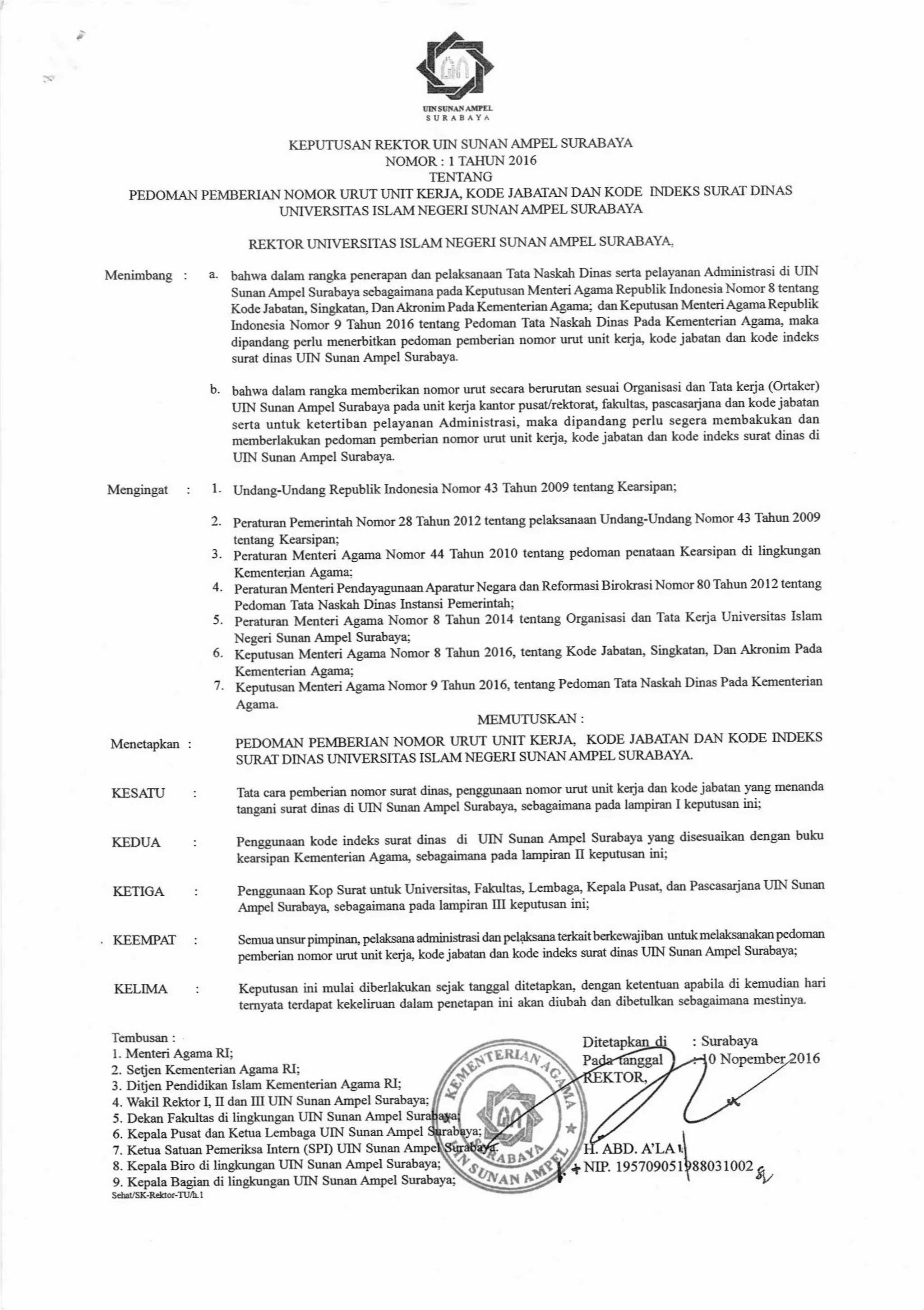 2016-naskah dinas UINSA | PDF