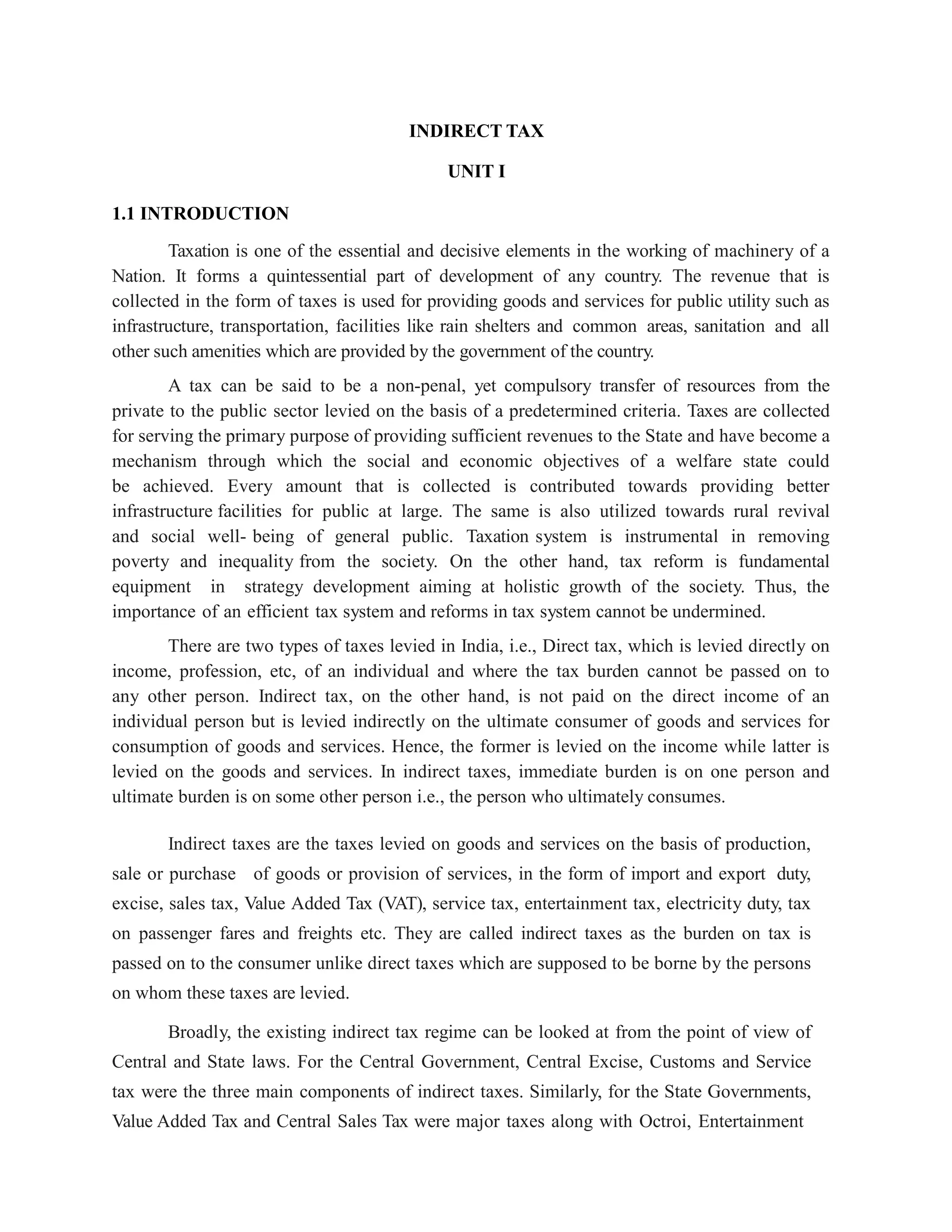 Indirect tax - unit i | PPTX | Personal Taxes | Personal Finance