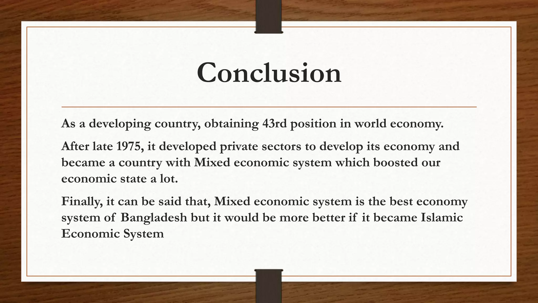 Economic System of Bangladesh | PPTX