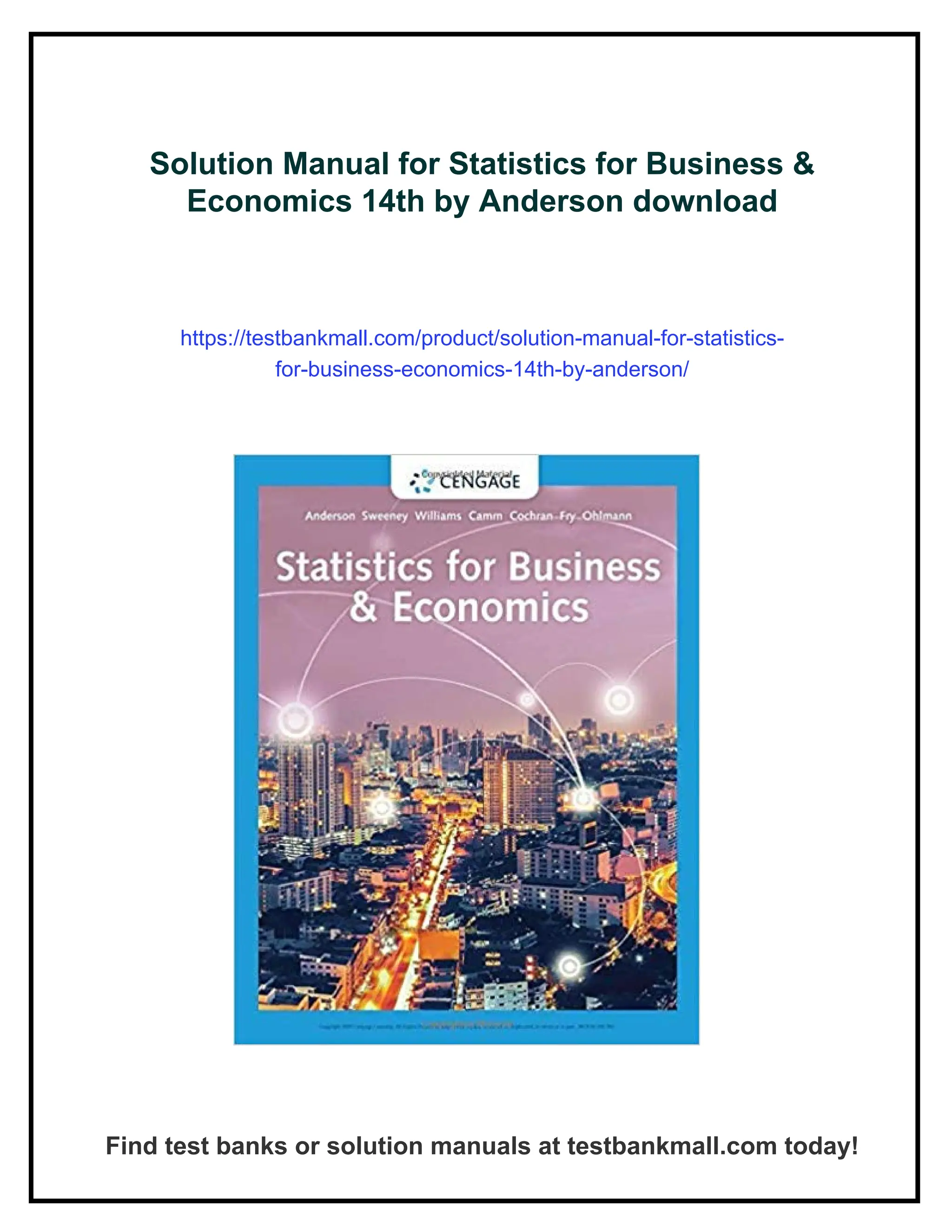 Solution Manual for Statistics for Business & Economics 14th by ...