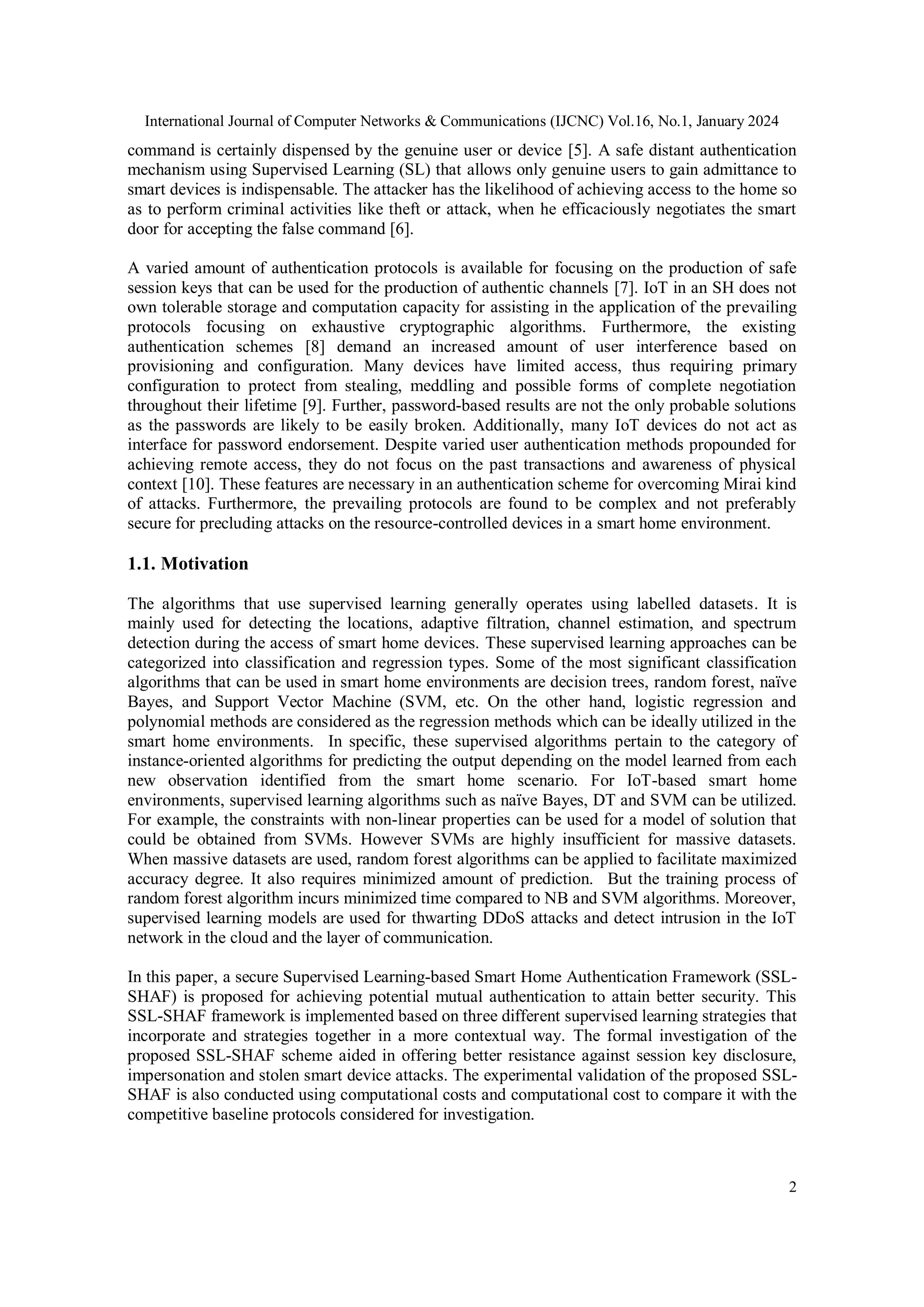 Secure Supervised Learning Based Smart Home Authentication Framework Pdf
