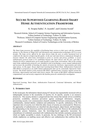 Secure Supervised Learning-Based Smart Home Authentication Framework | PDF