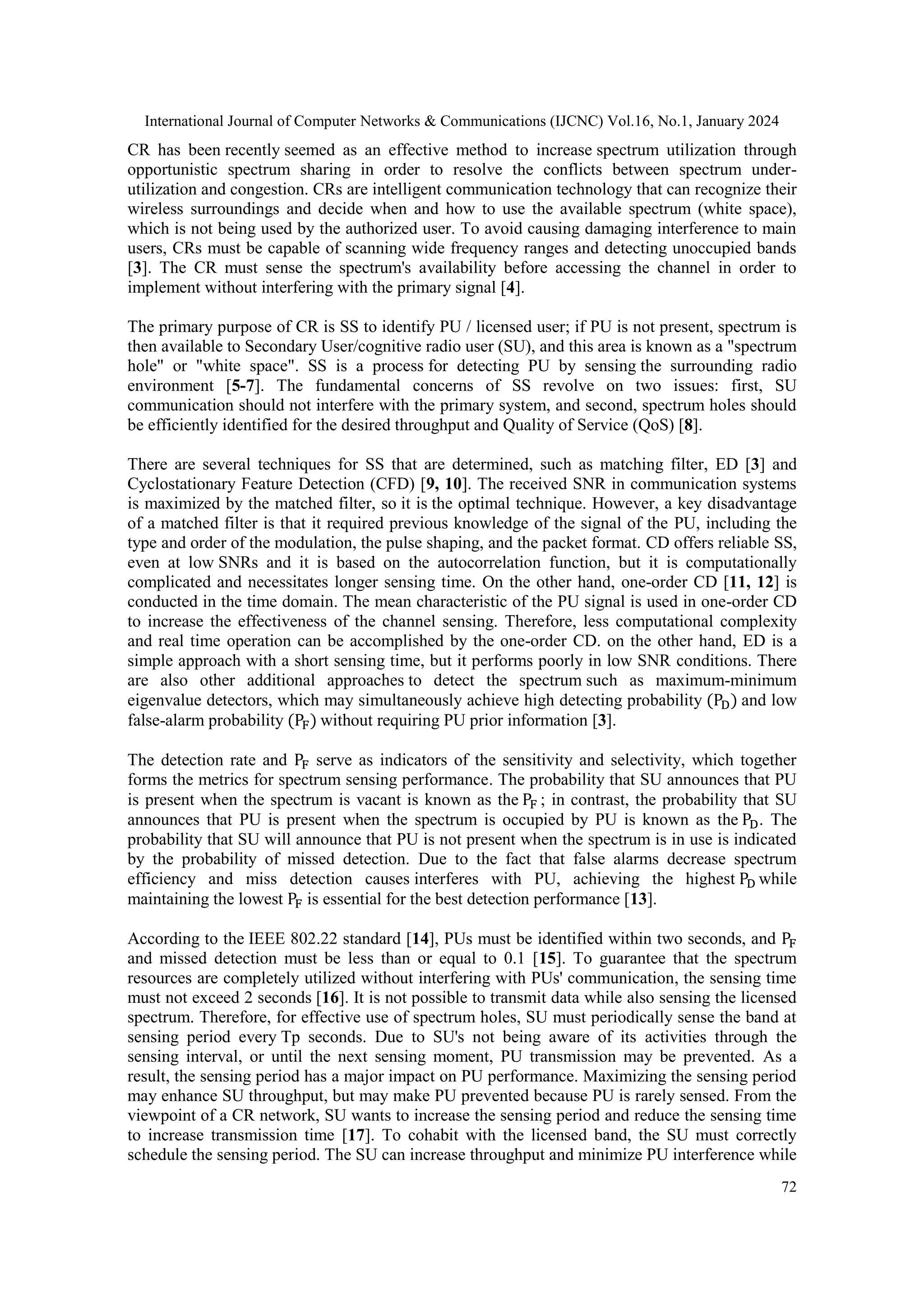 Sensing Time Improvement using Two Stage Detectors for Cognitive Radio System | PDF