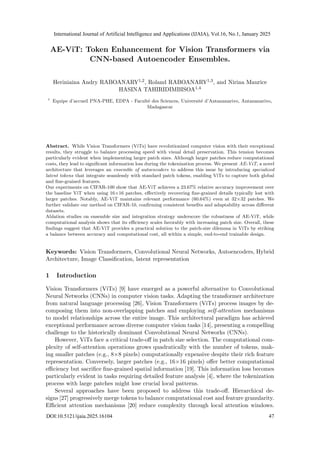 AE-ViT: Token Enhancement for Vision Transformers via CNN-based Autoencoder Ensembles | PDF