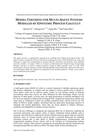 MODEL CHECKING FOR MULTI-AGENT SYSTEMS MODELED BY EPISTEMIC PROCESS CALCULUS | PDF