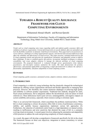 Towards a Robust Quality Assurance Framework for Cloud Computing Environments | PDF