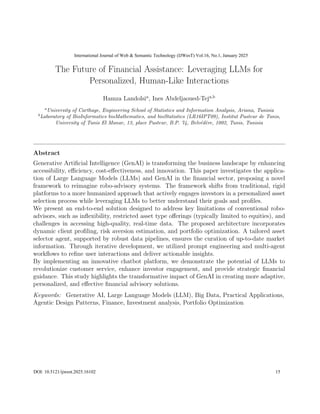 The Future of Financial Assistance: Leveraging LLMs for Personalized ...