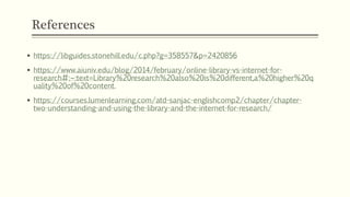 Using internet and library for research | PPTX
