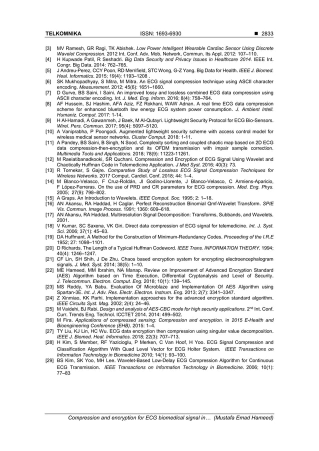 Compression And Encryption For Ecg Biomedical Signal In Healthcare