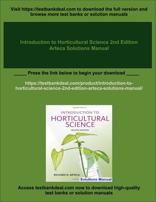 Introduction to Horticultural Science 2nd Edition Arteca Solutions ...