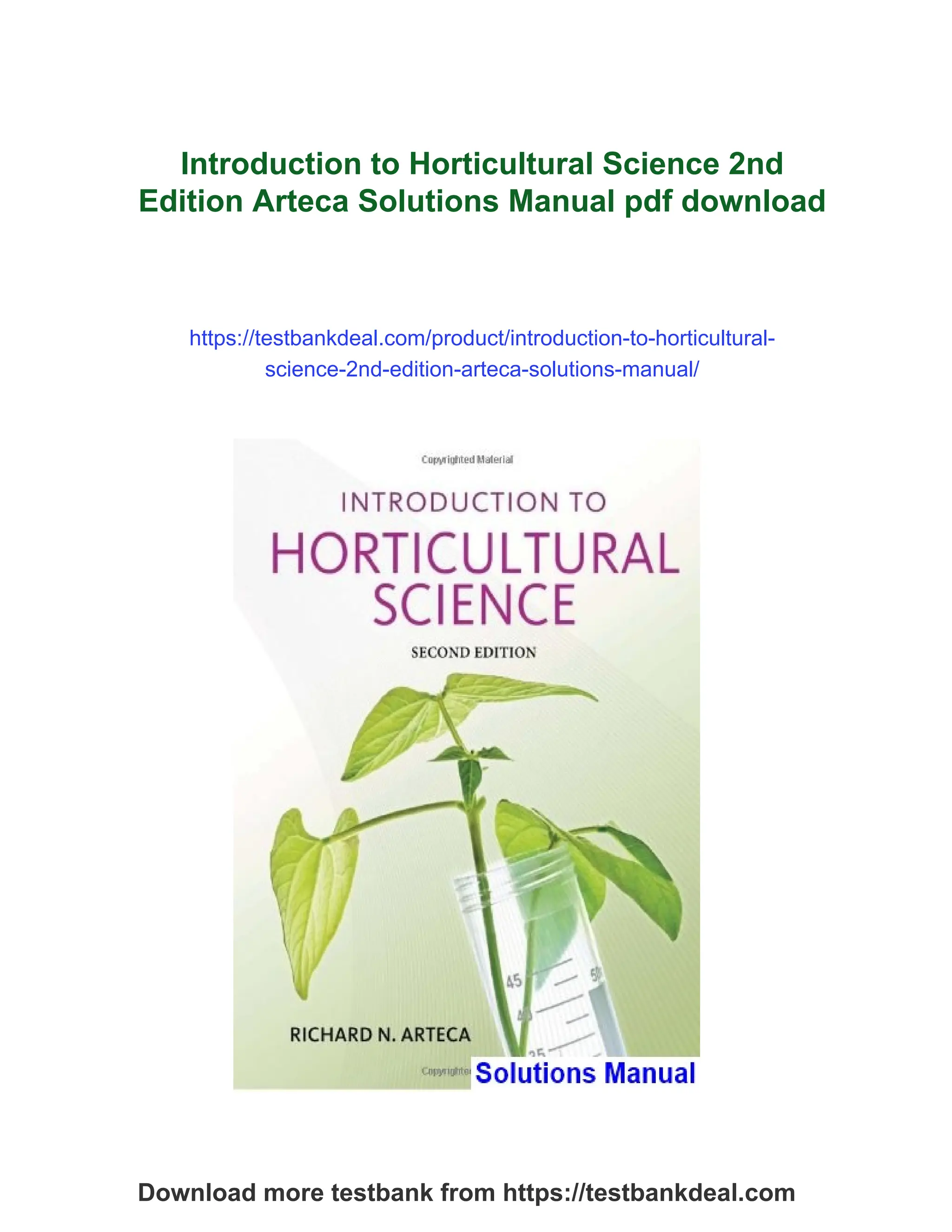 Introduction to Horticultural Science 2nd Edition Arteca Solutions ...