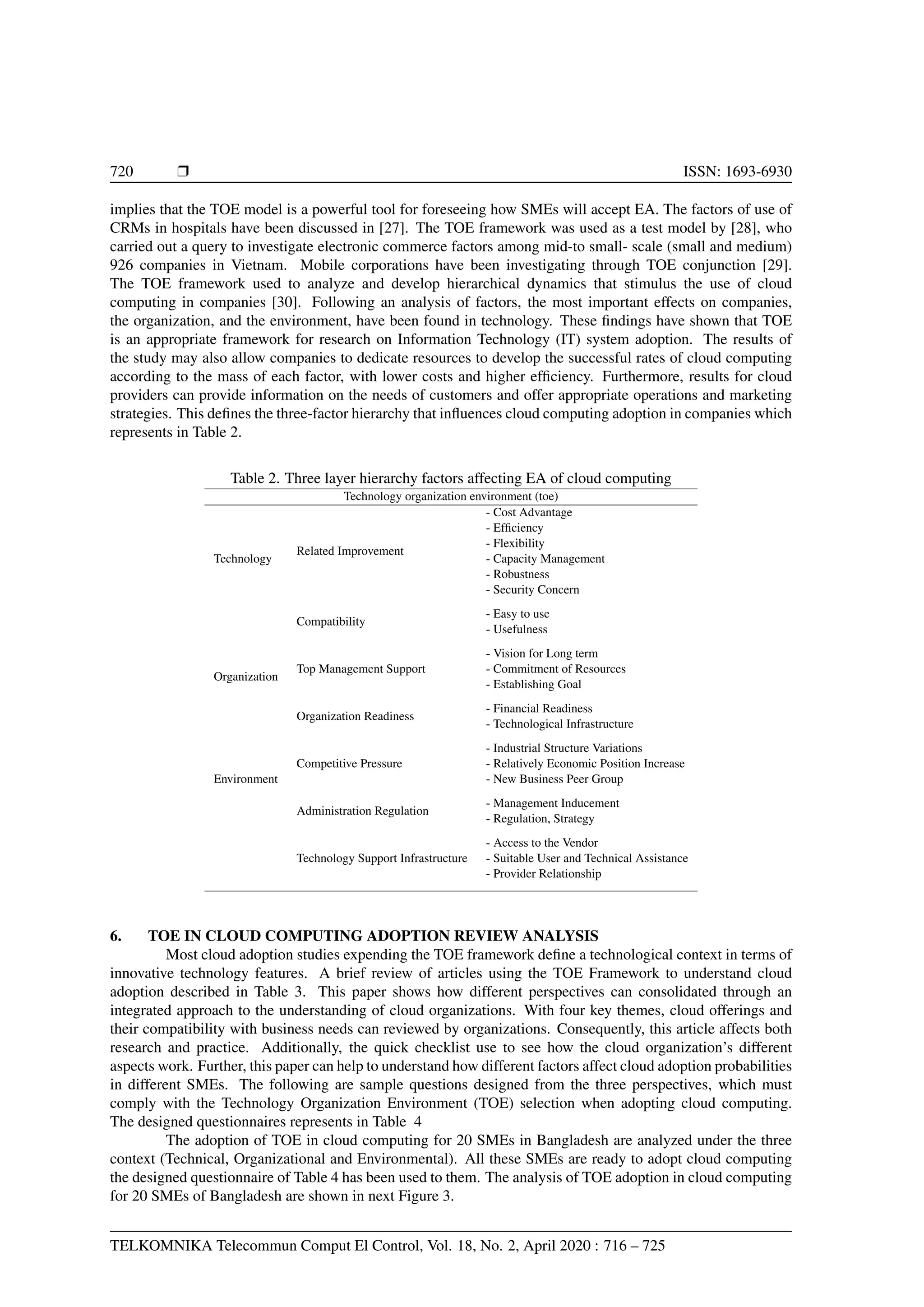 Technology organization environment framework in cloud computing | PDF