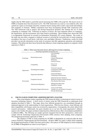 Technology organization environment framework in cloud computing | PDF