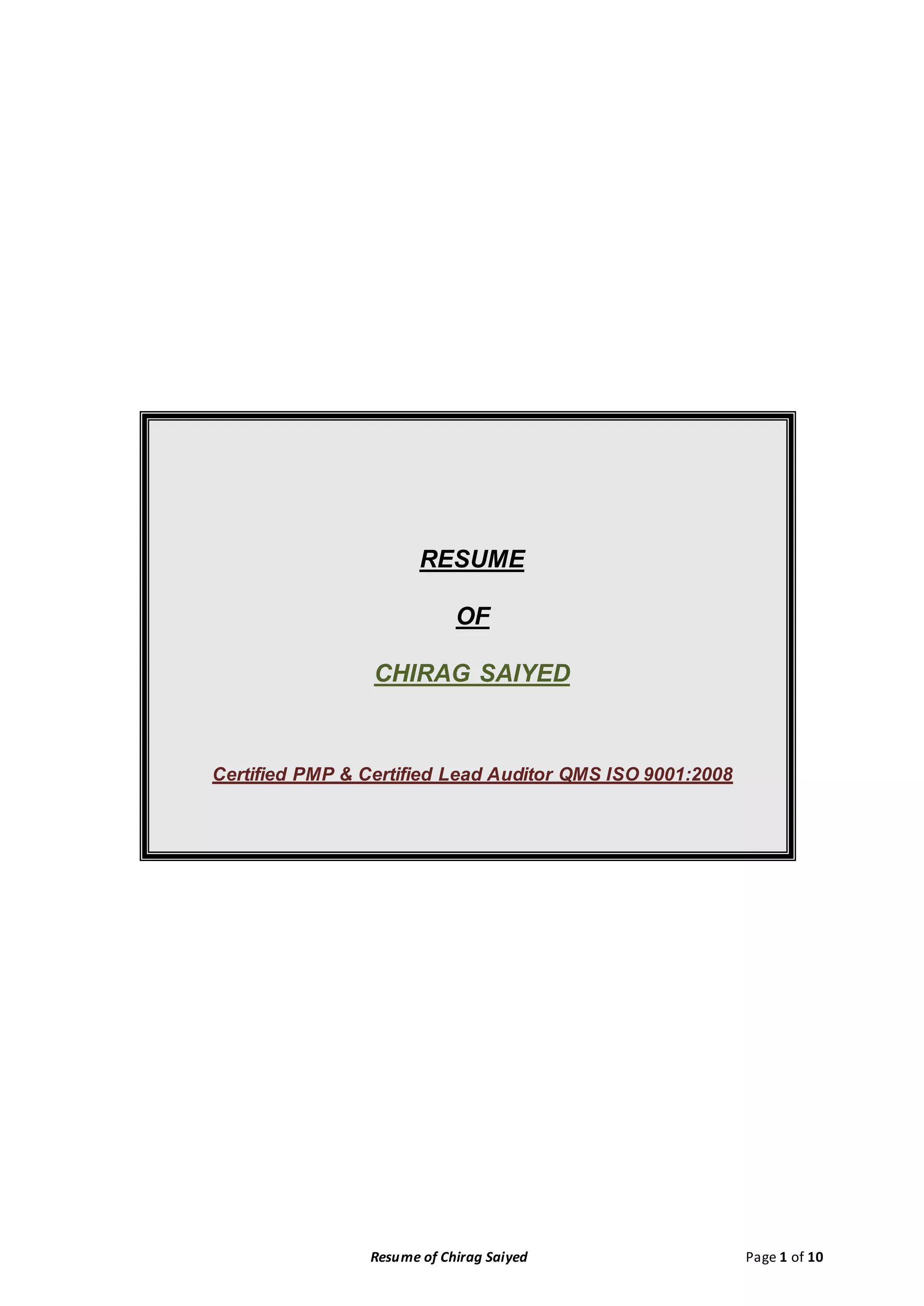 Chirag's CV as on 13-05-2015 | DOCX