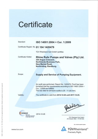 ISO 14001 - CERTIFICATE | PDF