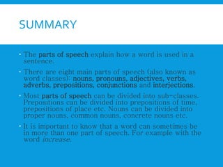 Parts of speech !! | PPTX