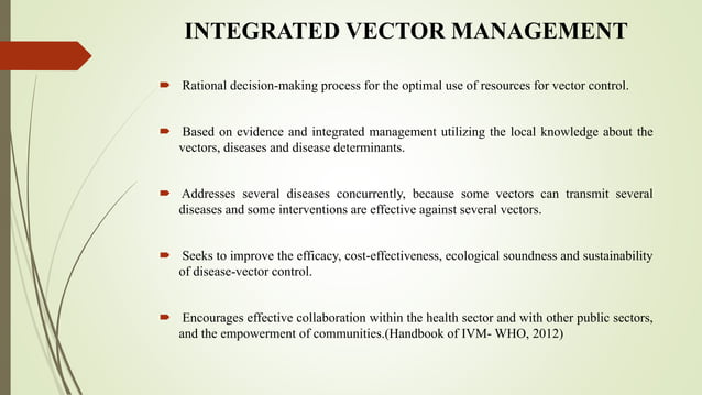 Integrated vector management | PPTX | Infectious Diseases | Diseases ...