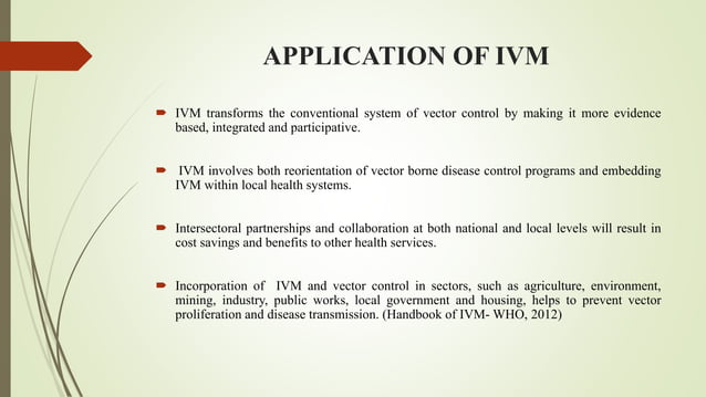 Integrated vector management | PPTX | Infectious Diseases | Diseases ...