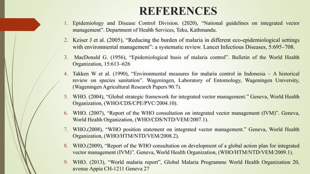 Integrated vector management | PPTX | Infectious Diseases | Diseases ...