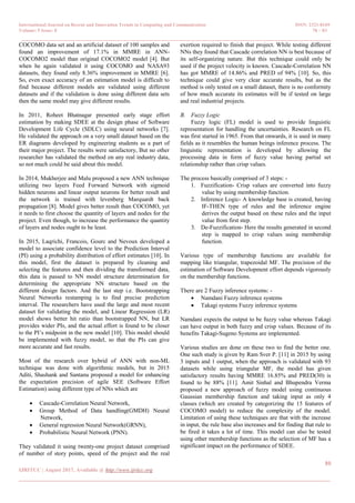 Software Effort Estimation using Neuro Fuzzy Inference System: Past and Present | PDF