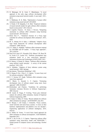 Software Effort Estimation using Neuro Fuzzy Inference System: Past and Present | PDF