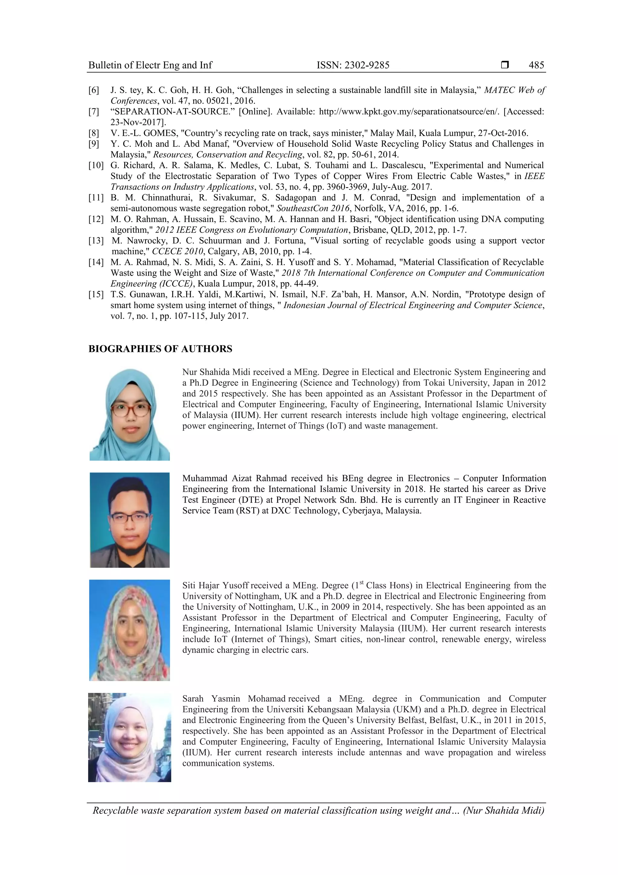 Recyclable waste separation system based on material classification ...