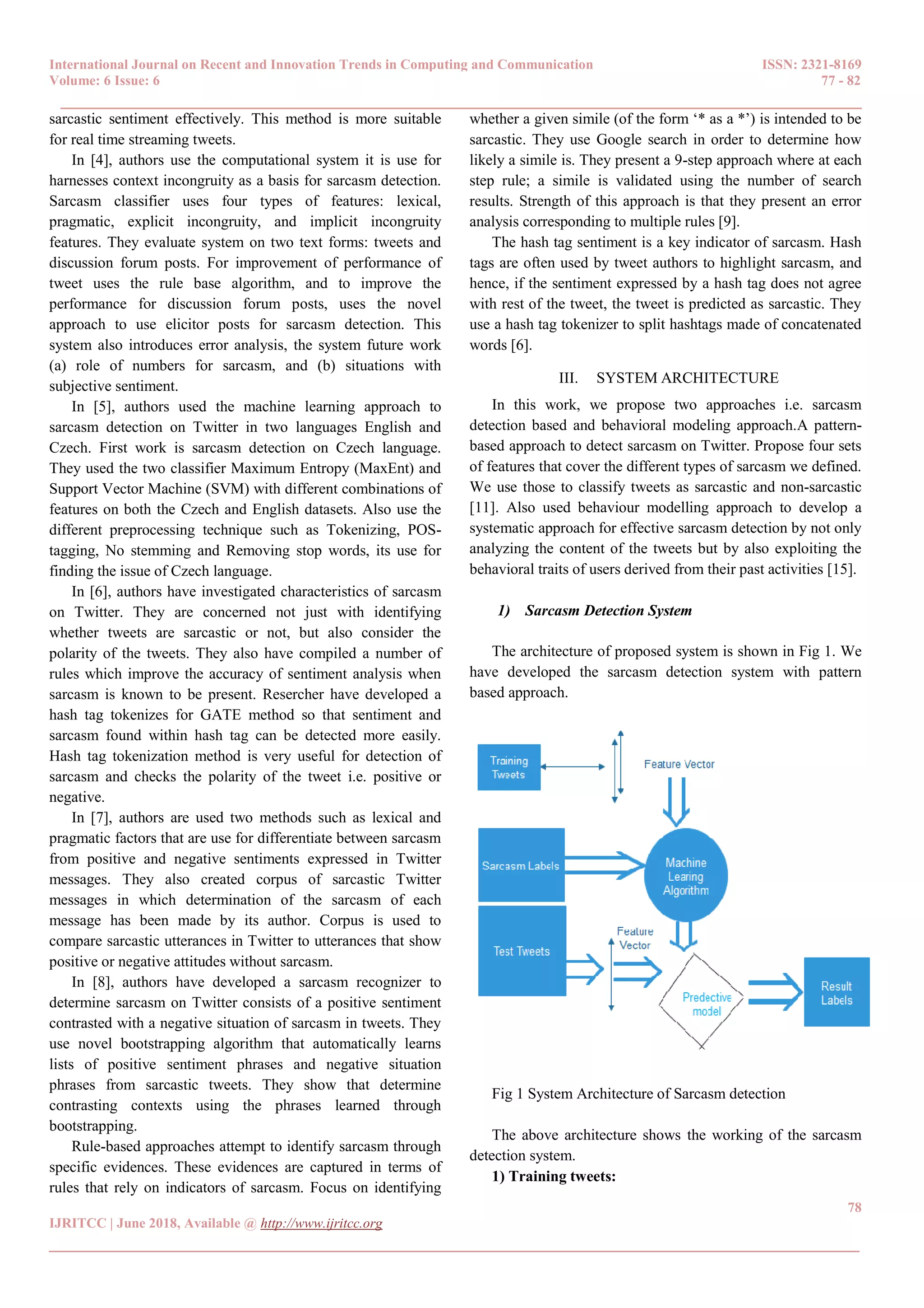 Sarcasm Detection and User Behaviour Analysis | PDF