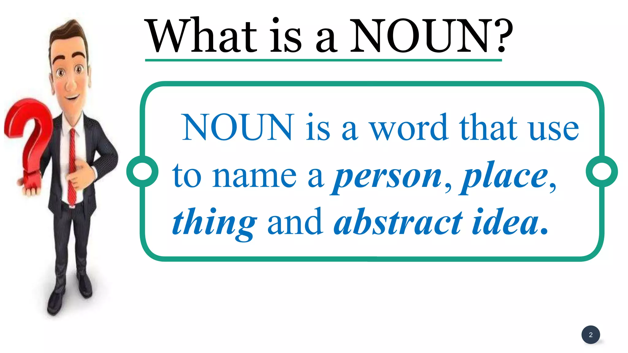 NOUN, EXAMPLES, TYPES with infographics PPT | PPTX