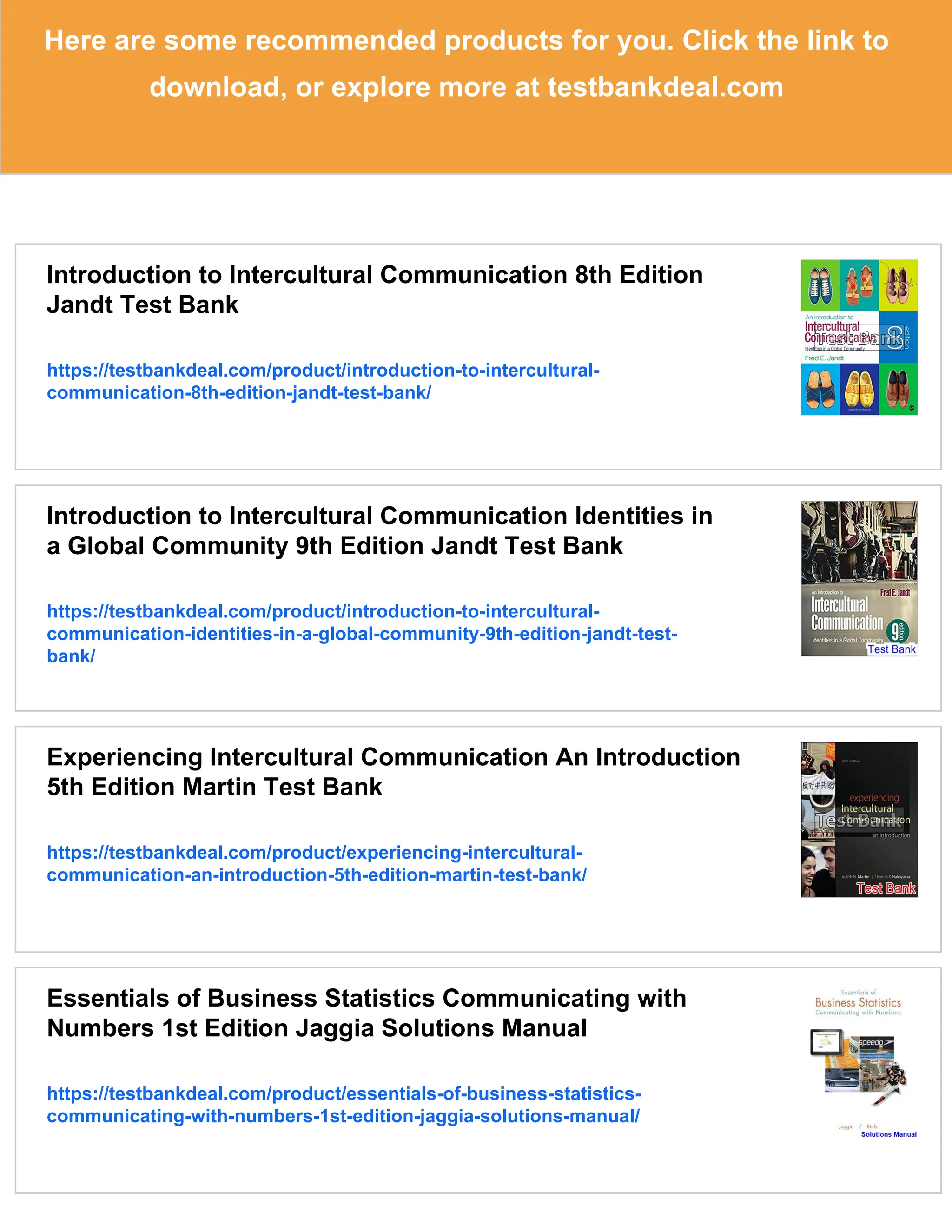 Introduction to Intercultural Communication 7th Edition Jandt Test Bank ...