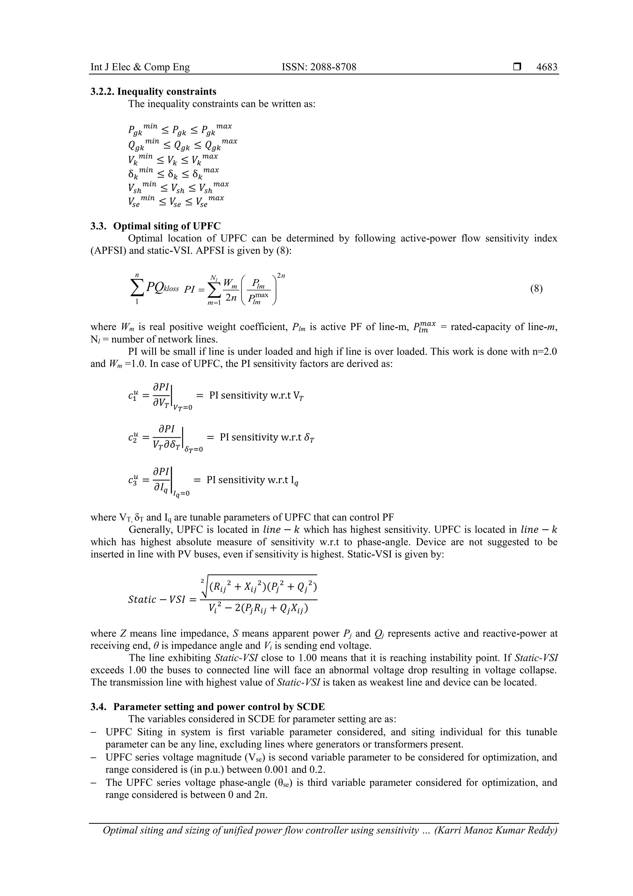 Optimal siting and sizing of unified power flow controller using sensitivity constrained ...