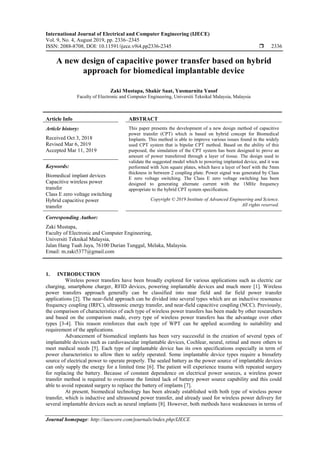 A New Design of Capacitive Power Transfer Based on Hybrid Approach for Biomedical Implantable ...