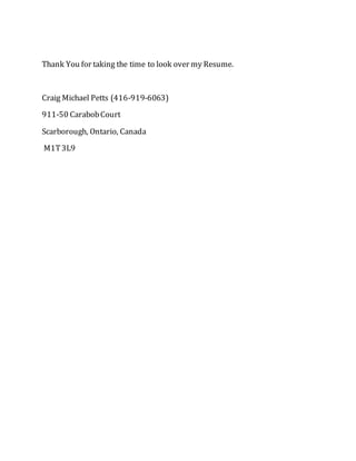 Craig M Petts Resume | DOCX | Television | Entertainment